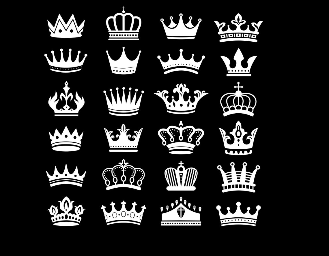 Hand Drawn Royal Crown Icon Set of Collection Design Bundle - Etsy