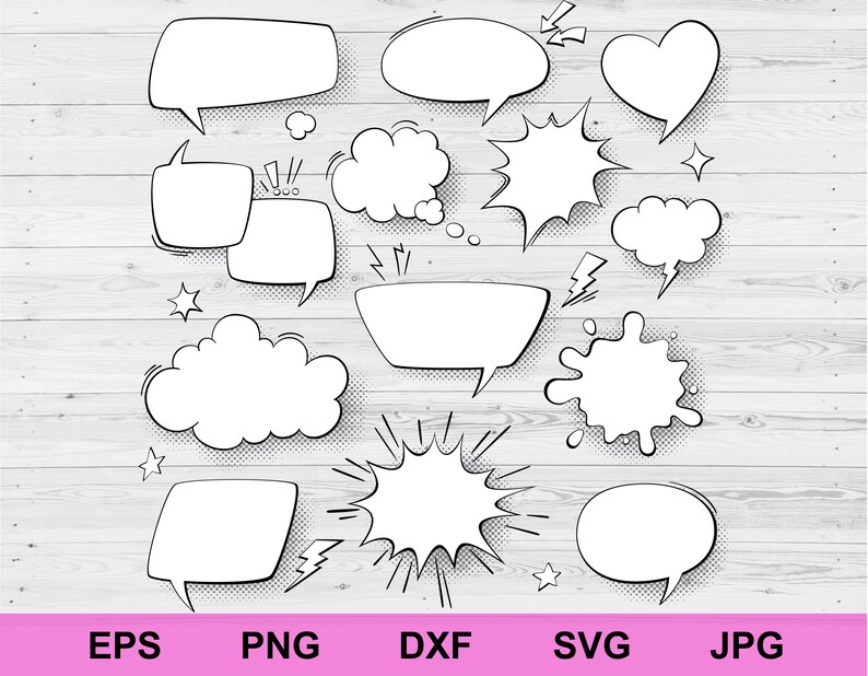 Comic Speech Bubbles Elements Bundles Svg Speech Bubble Svg - Etsy