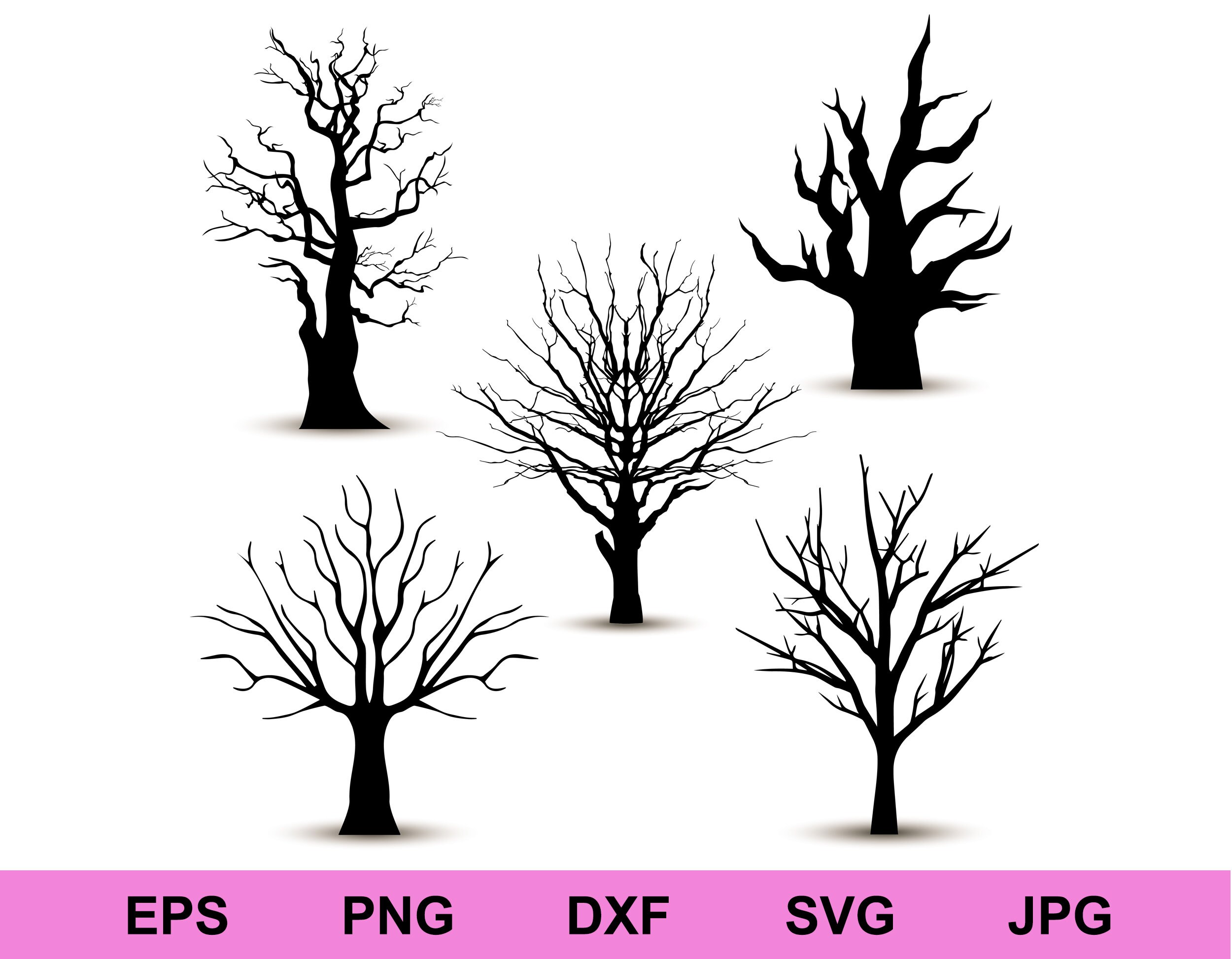 Silhouette Baum SVG Bundle: Laubloser Baum Clipart (digitaler Download ...