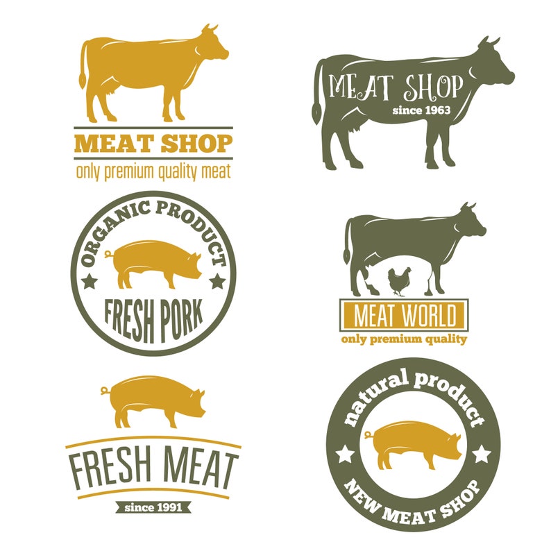 Farm Meat Elements Logo Icon Sign Design Collections Bundle - Etsy