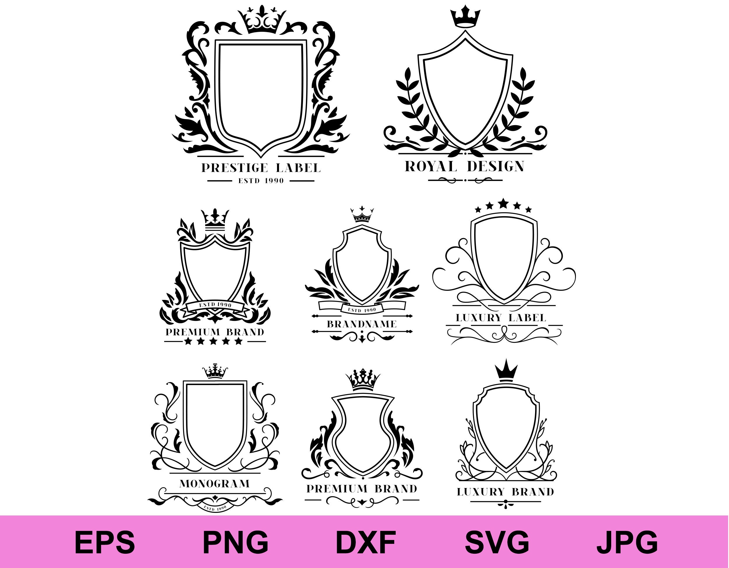 Royal Shields Badges Set Of Collection Bundle Design Svg Etsy