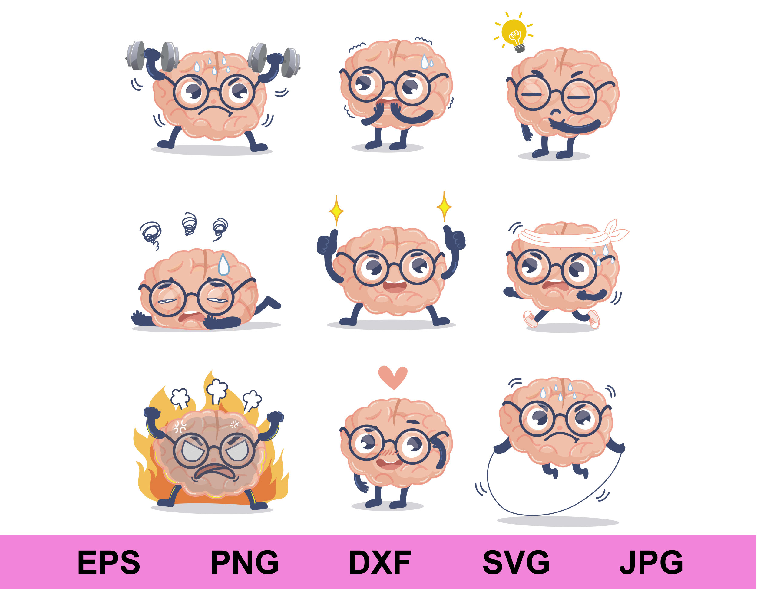 Hand Drawn Illustration Brain Icon Set of Collection Design | Etsy