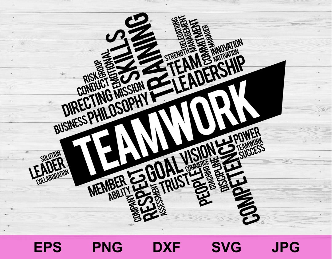 Teamwork Typography Composition Lettering Svg, Team Work Svg, Positive ...