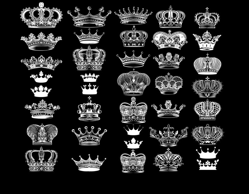 Hand Drawn Royal Crown Icon Set, SVG Clipart Bundle (digital Download ...