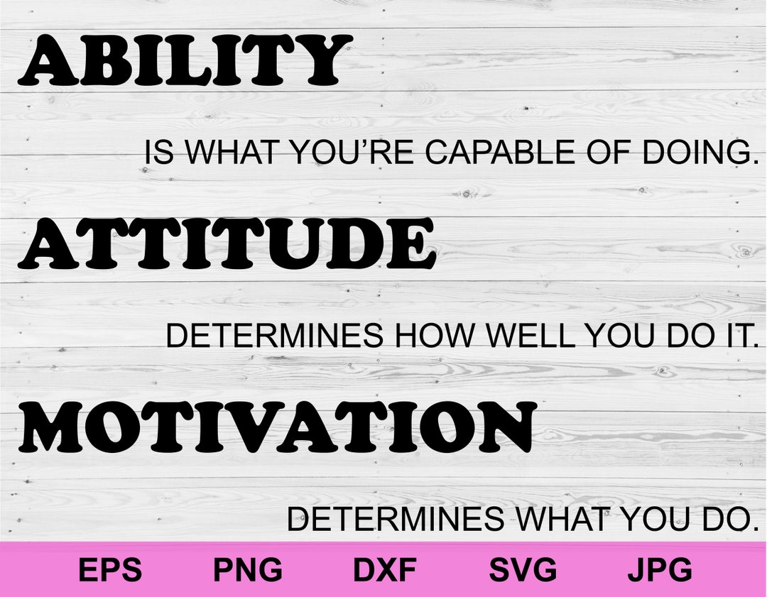 Ability, Attitude, Motivation Svg, Positive Affirmations Concept Rules ...