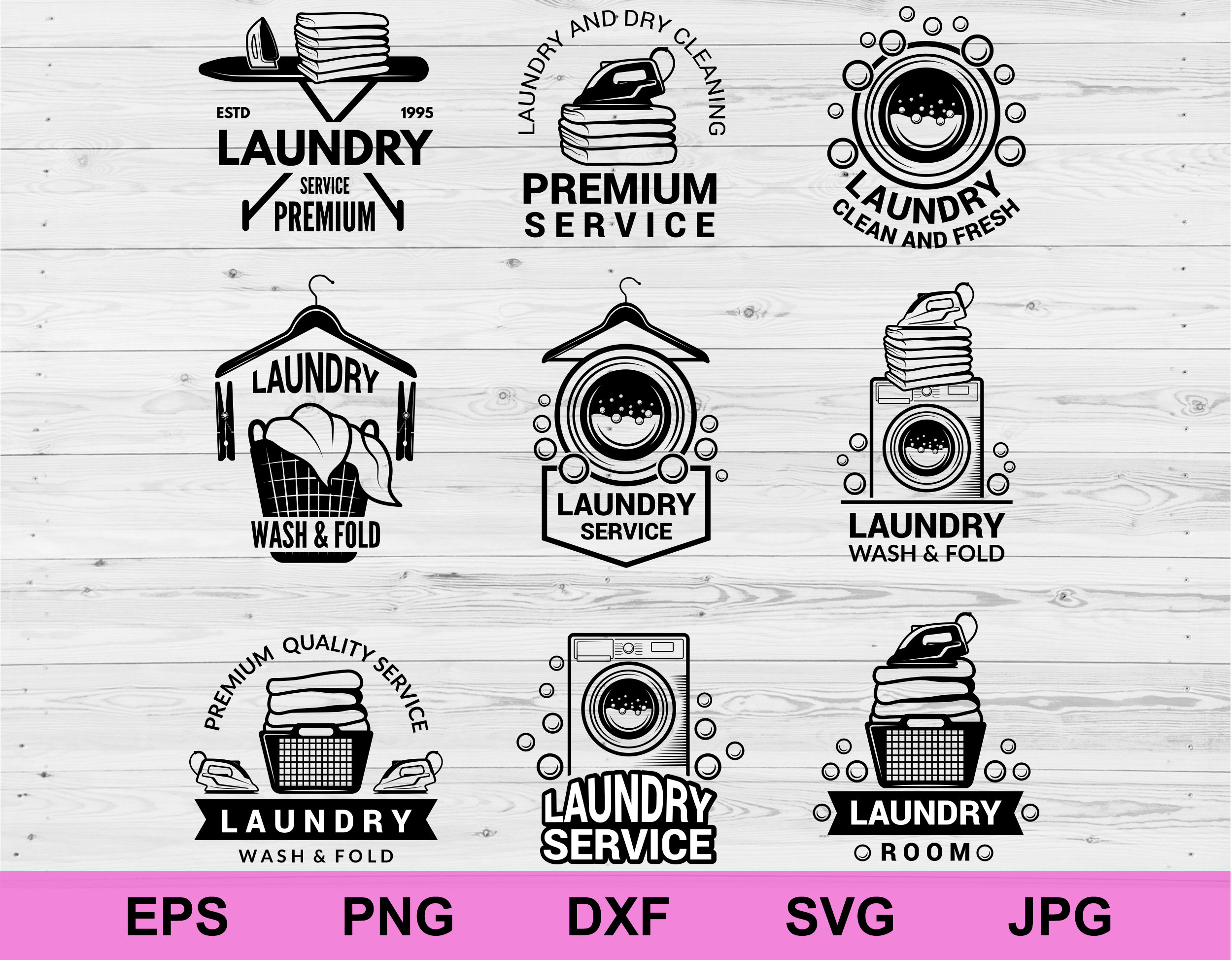 Laundry room logo sets of collection design elements bundle | Etsy