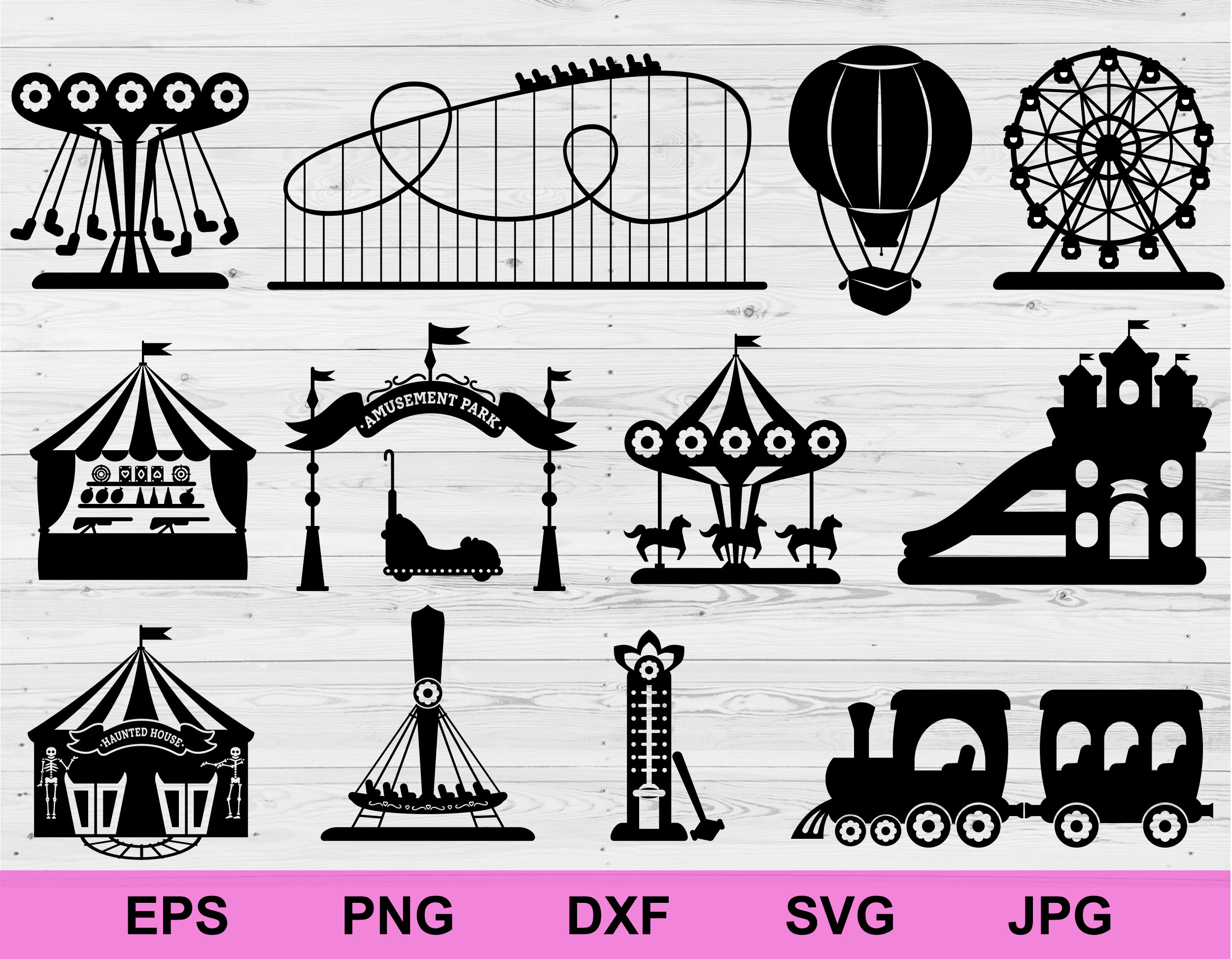Amusement Park Silhouette Vector