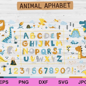 Colorful Cartoon Animals Number Alphabet English 26 Letter Educational ...