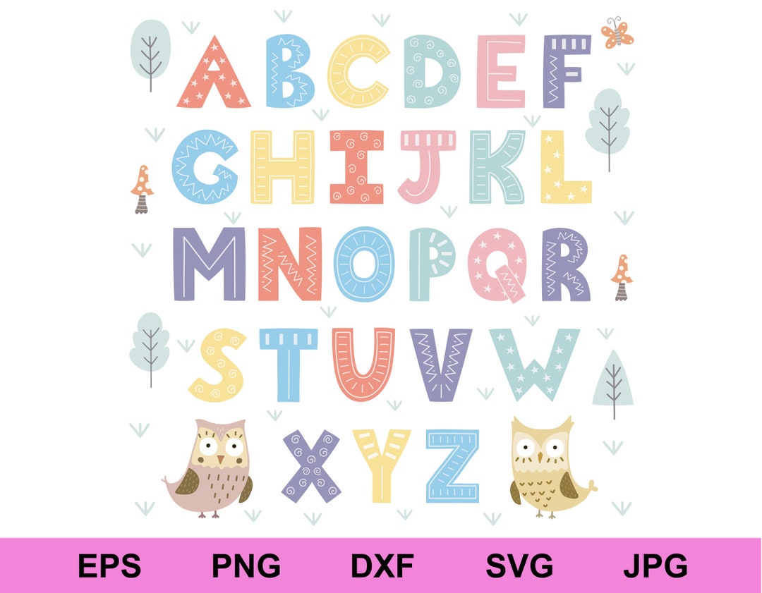 Colorful Cartoon Animals Alphabet English 26 Letter Educational ...