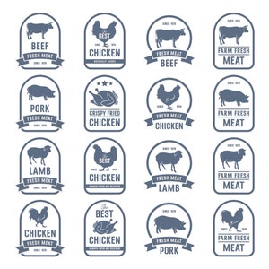 Farm Meat Elements Logo Icon Sign Design Collections Bundle Svg, Fresh ...