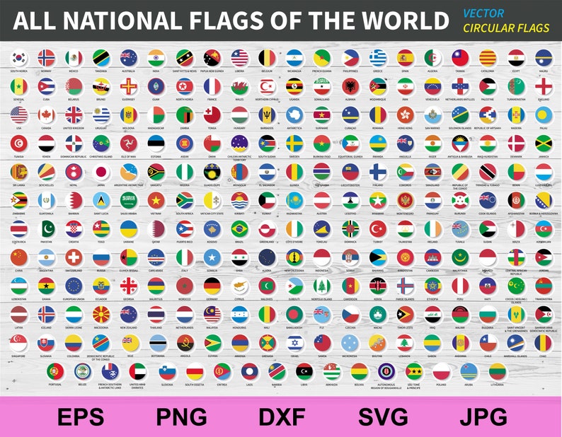 National Flags of the World Set of Collection Design Elements - Etsy
