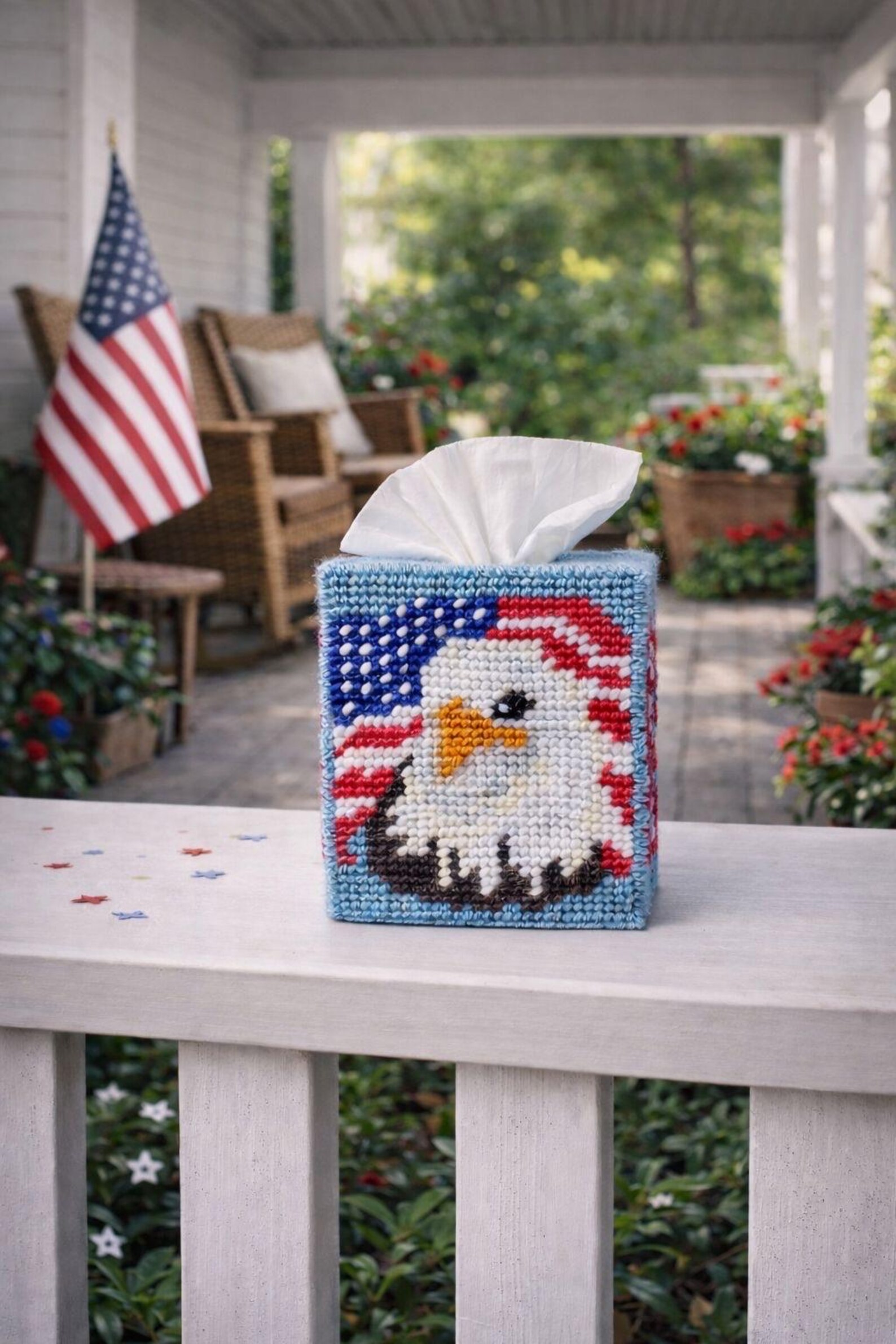 Patriotic Eagle Tissue Box Cover / American Eagle and Flag Tissue Box ...