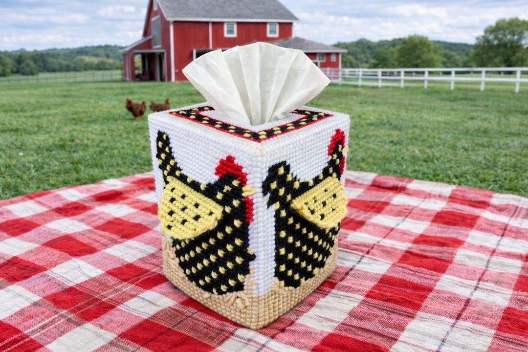 Chicken Tissue Box Cover / Country Chicken Tissue Box Cover / Chicken ...