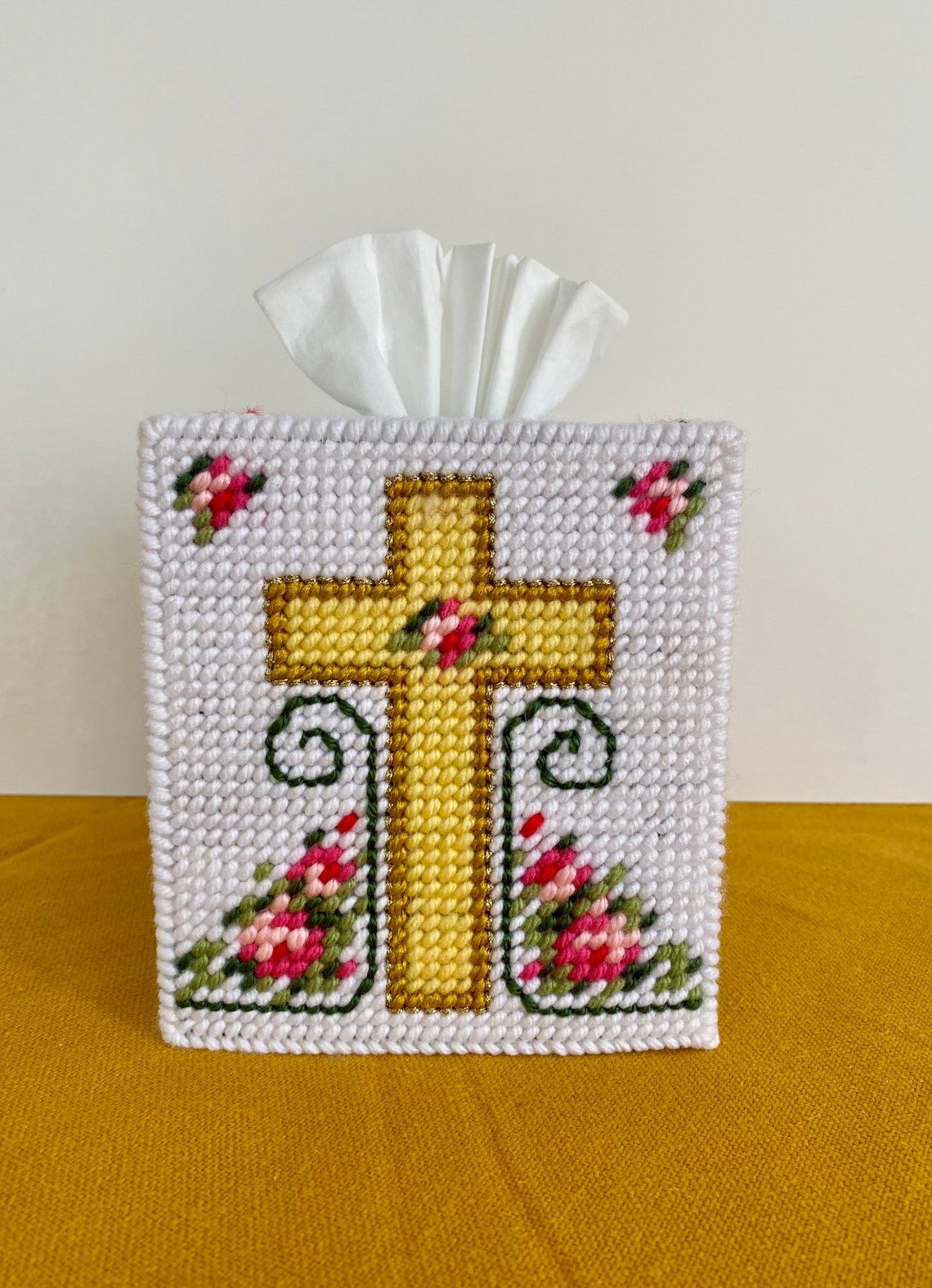 Easter Cross Tissue Box Cover / Rose Cross Tissue Box Cover / - Etsy