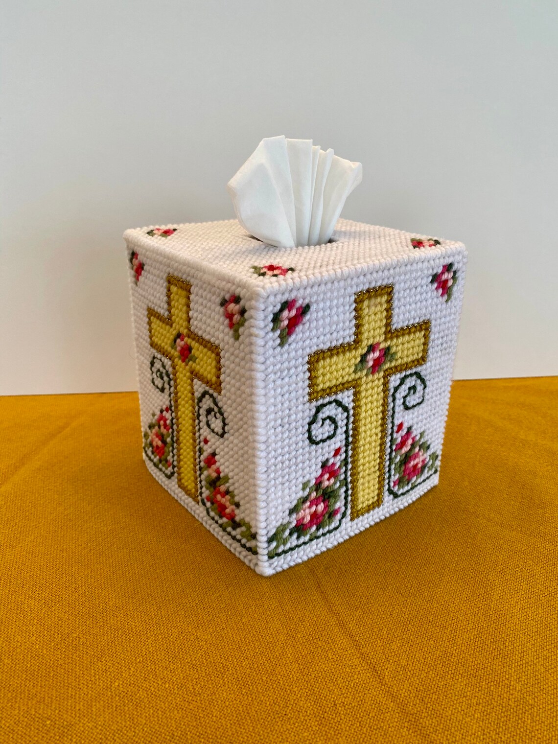 Easter Cross Tissue Box Cover / Rose Cross Tissue Box Cover / | Etsy