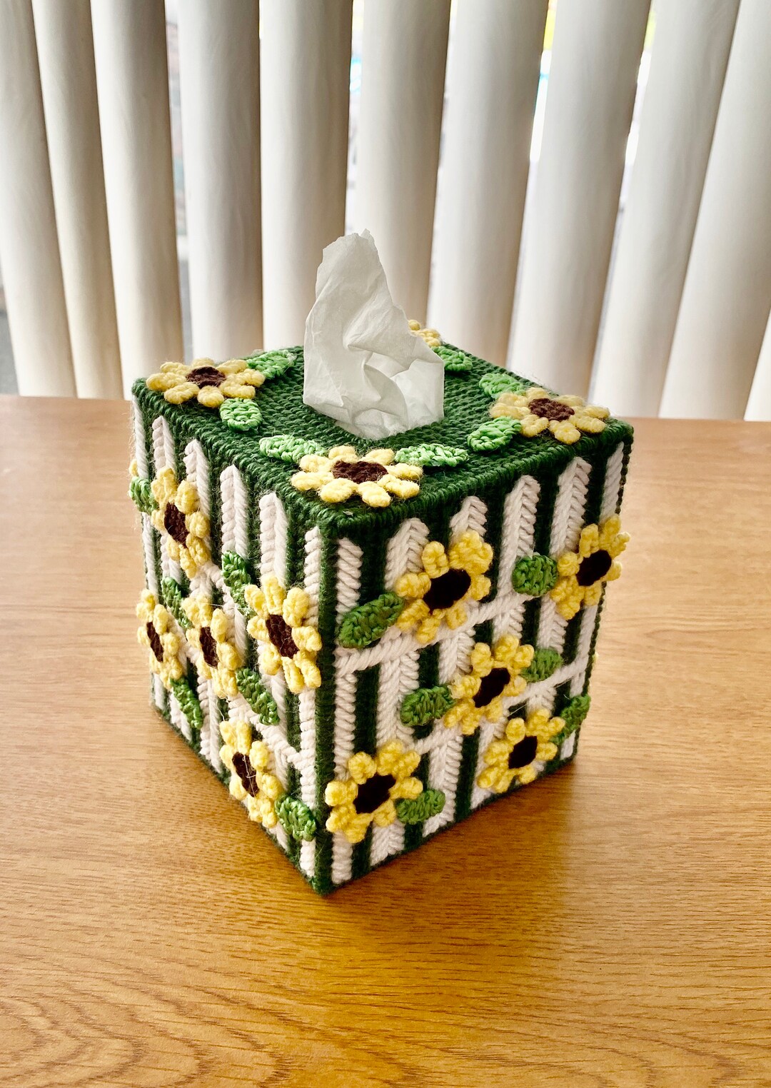 Sunflower Tissue Box Cover / Plastic Canvas Sunflower Tissue - Etsy