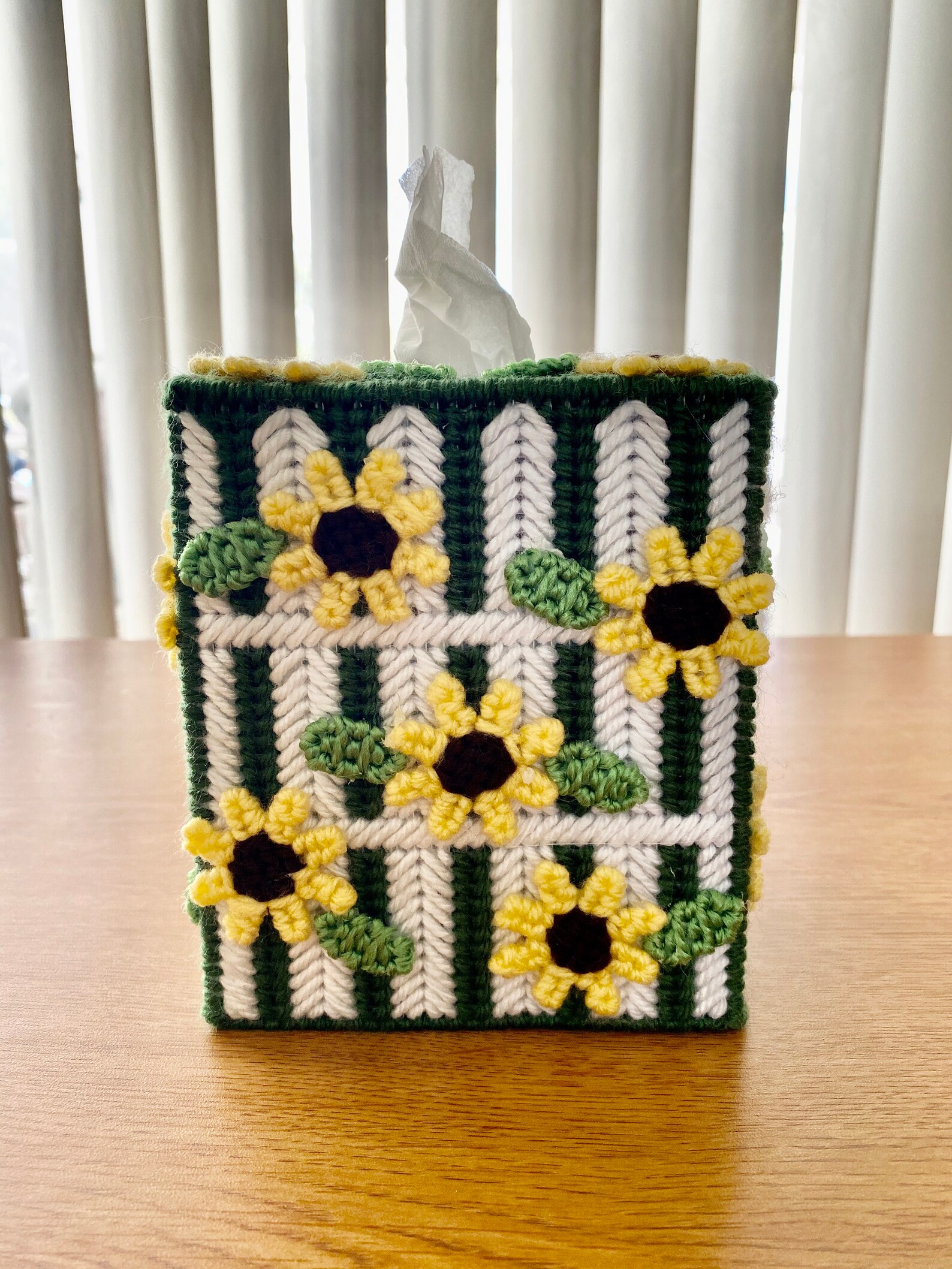 Sunflower Tissue Box Cover / Plastic Canvas Sunflower Tissue - Etsy