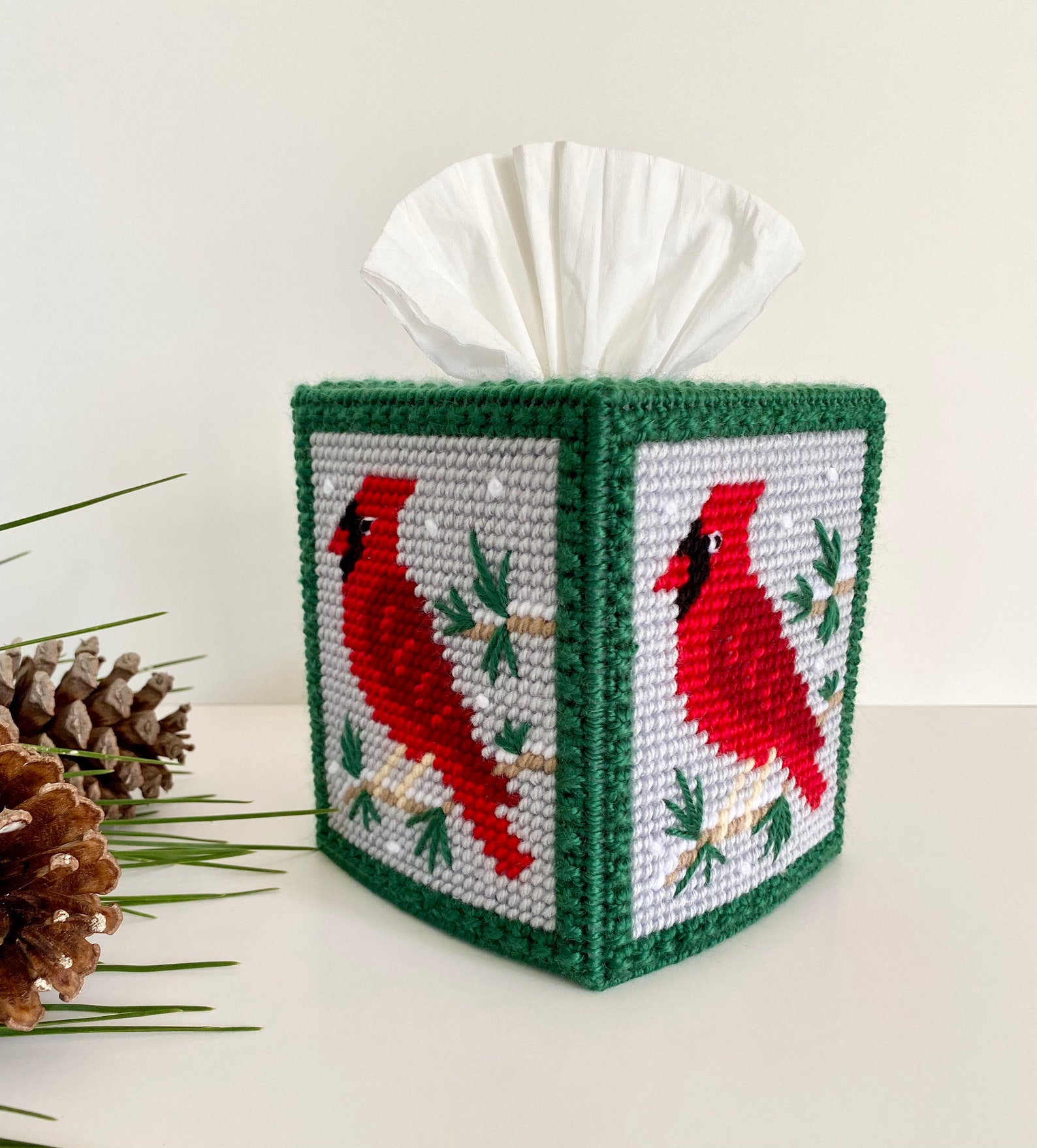 Cardinal Tissue Box Cover / Christmas Cardinal Tissue Box | Etsy