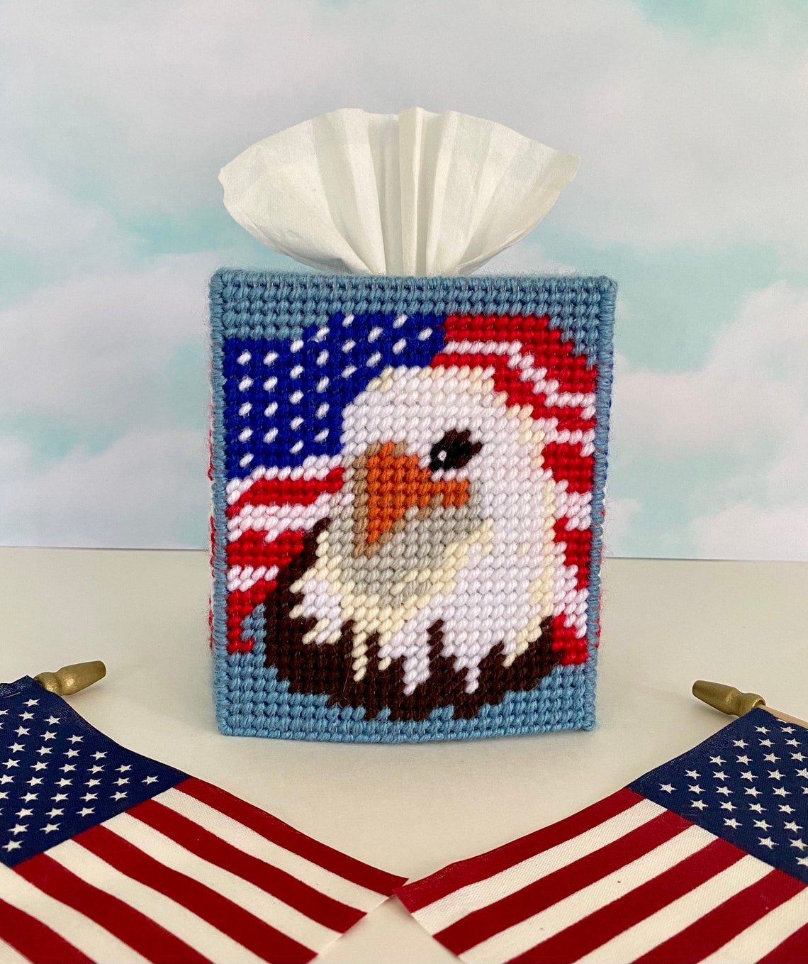 Patriotic Eagle Tissue Box Cover / American Eagle and Flag | Etsy