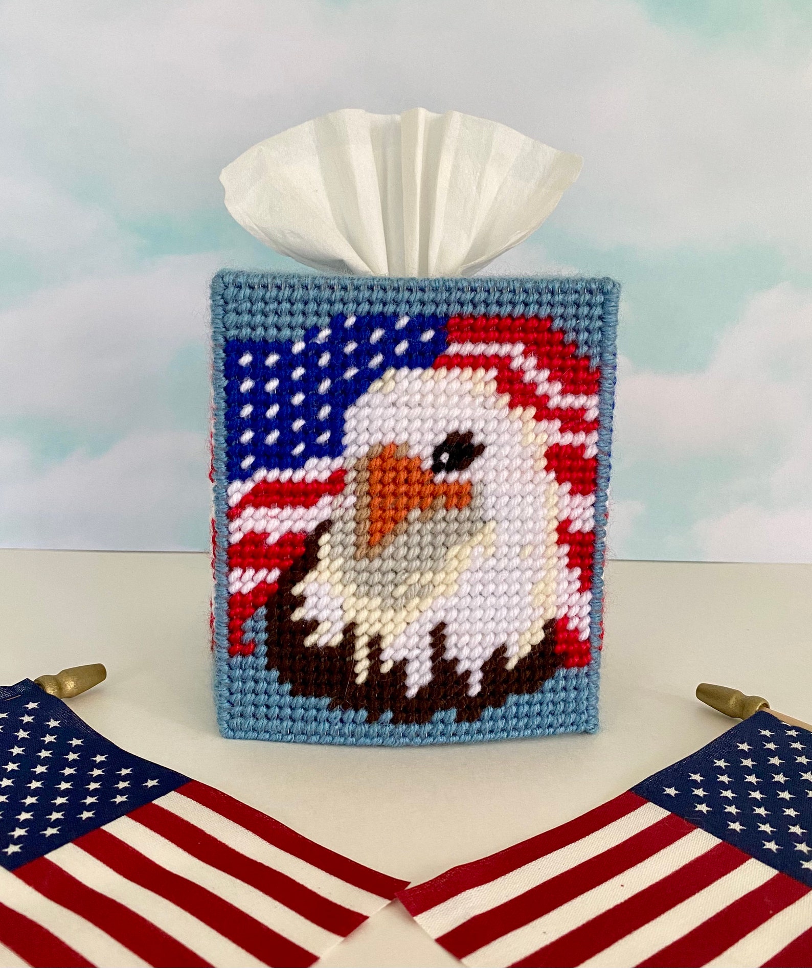 Patriotic Eagle Tissue Box Cover / American Eagle and Flag - Etsy