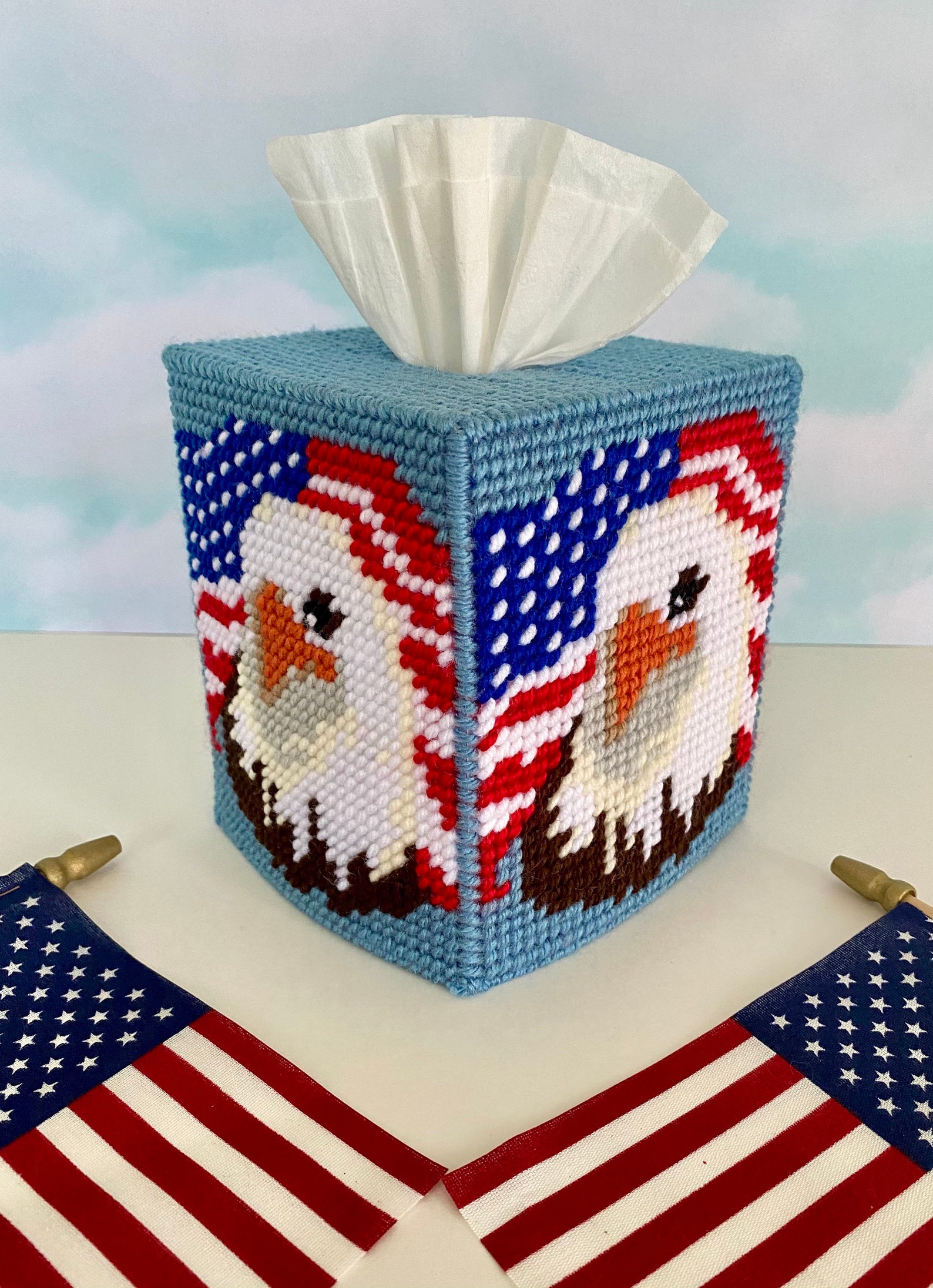 Patriotic Eagle Tissue Box Cover / American Eagle and Flag - Etsy
