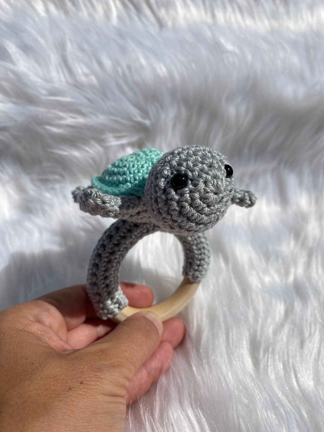 Turtle Rattle Baby Rattle Gripper Gripper Ring Handmade Turtle Rattle ...