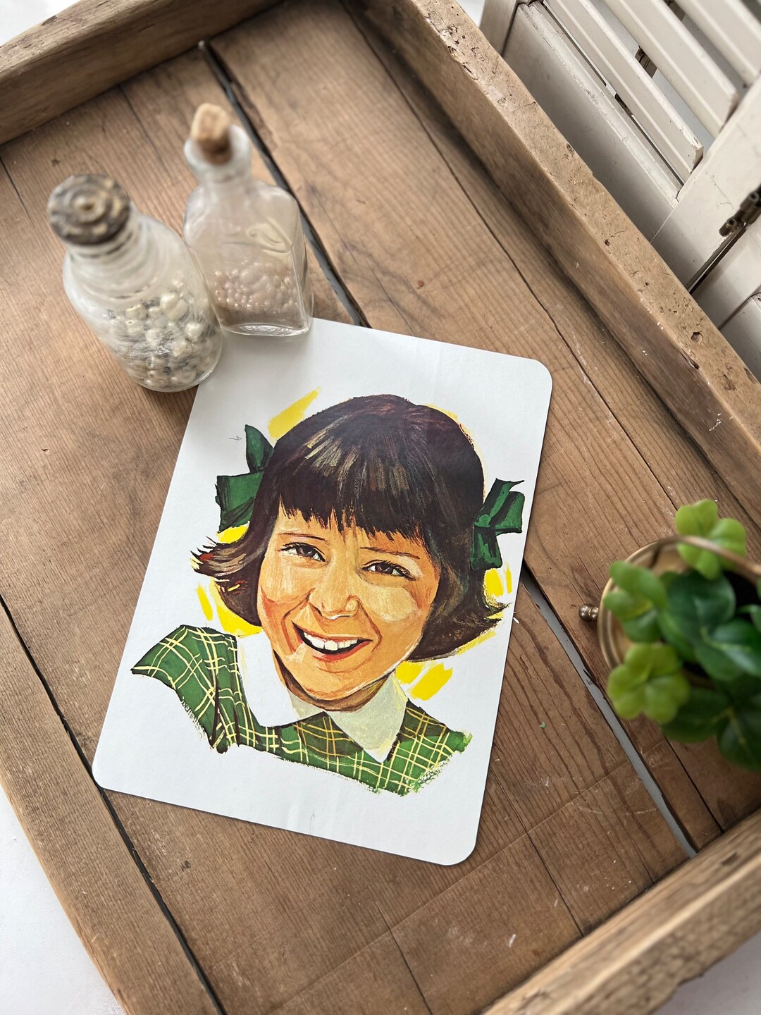 Large Vintage Girl With ribbons Flashcard - Etsy