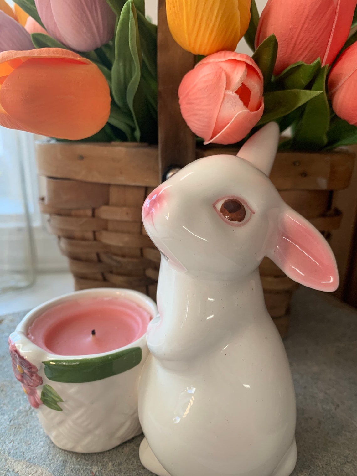 Vintage Easter Bunny Avon Candle Holder | Etsy