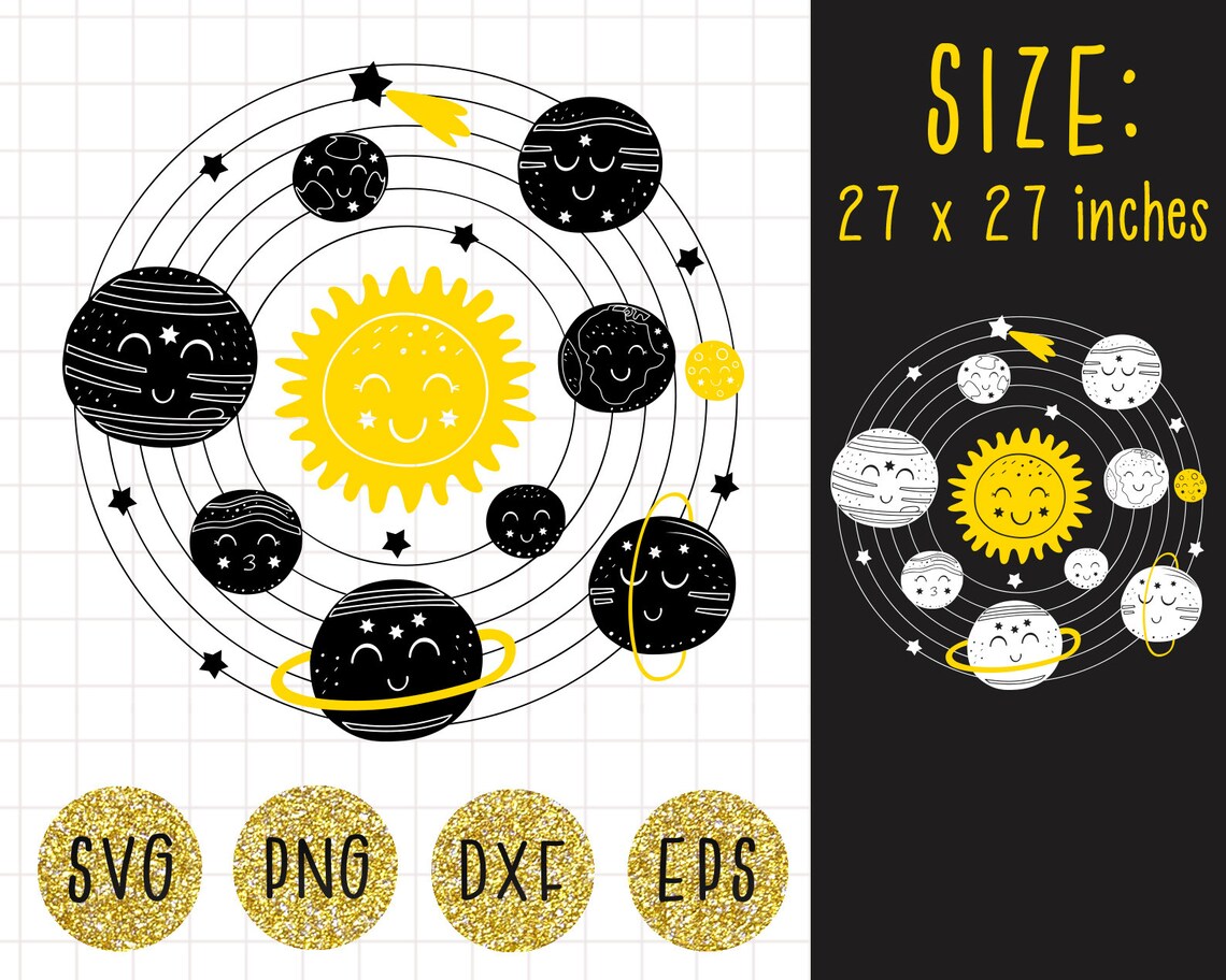 Planets svg Solar system clipart Earth svg Solar system | Etsy