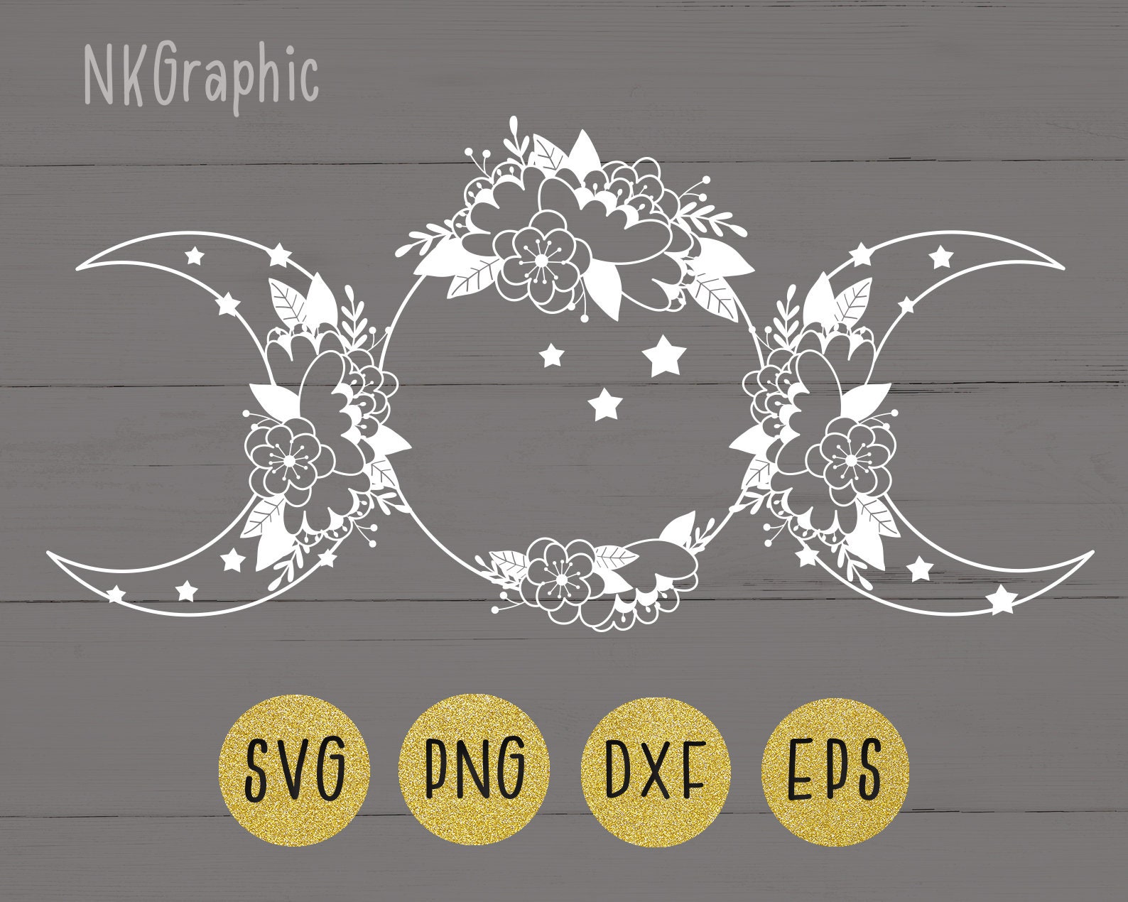 Moon phase svg Floral moon svg Celestial svg File for cricut Boho ...