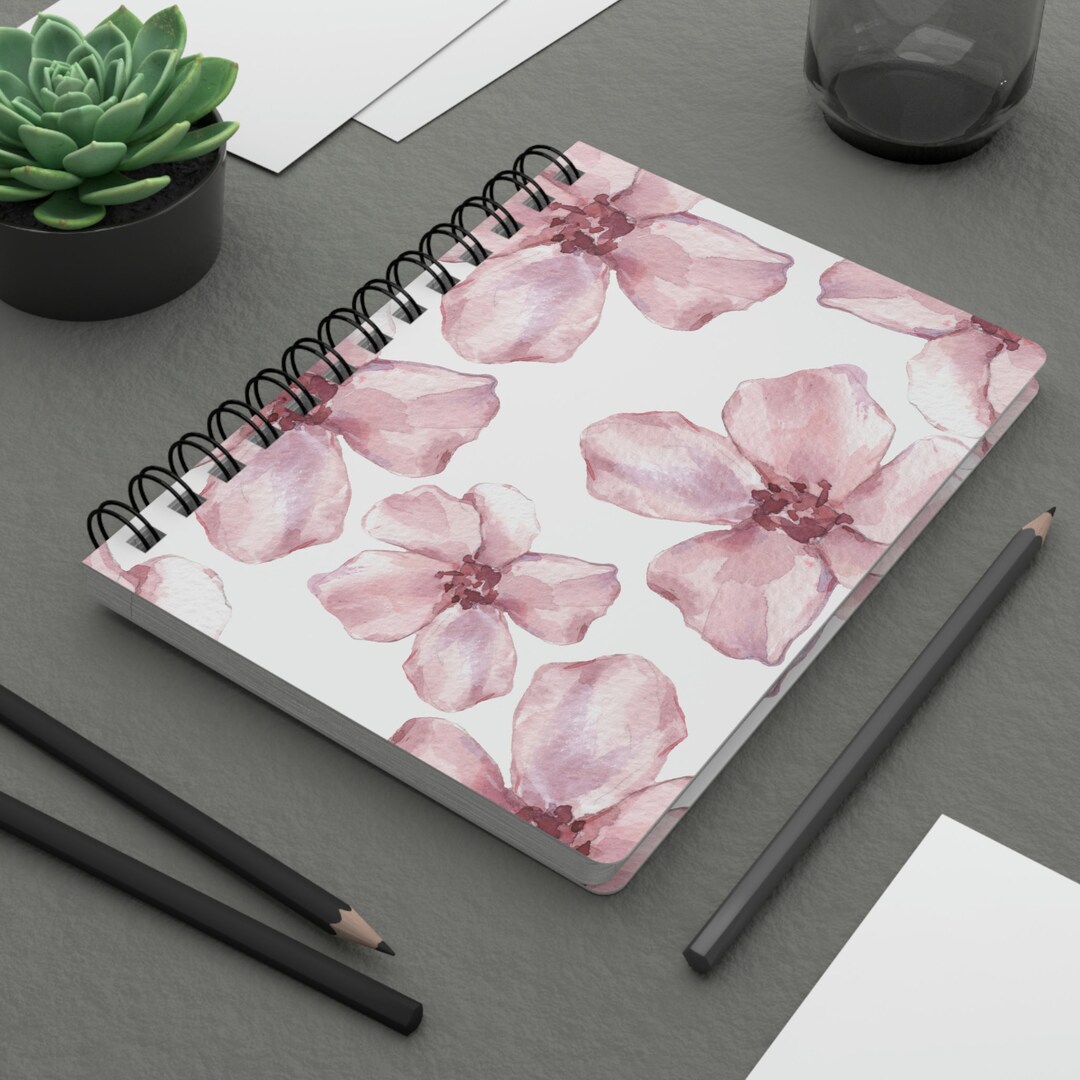 Floral Pink Flower Spiral Bound Journal Notebook - Etsy