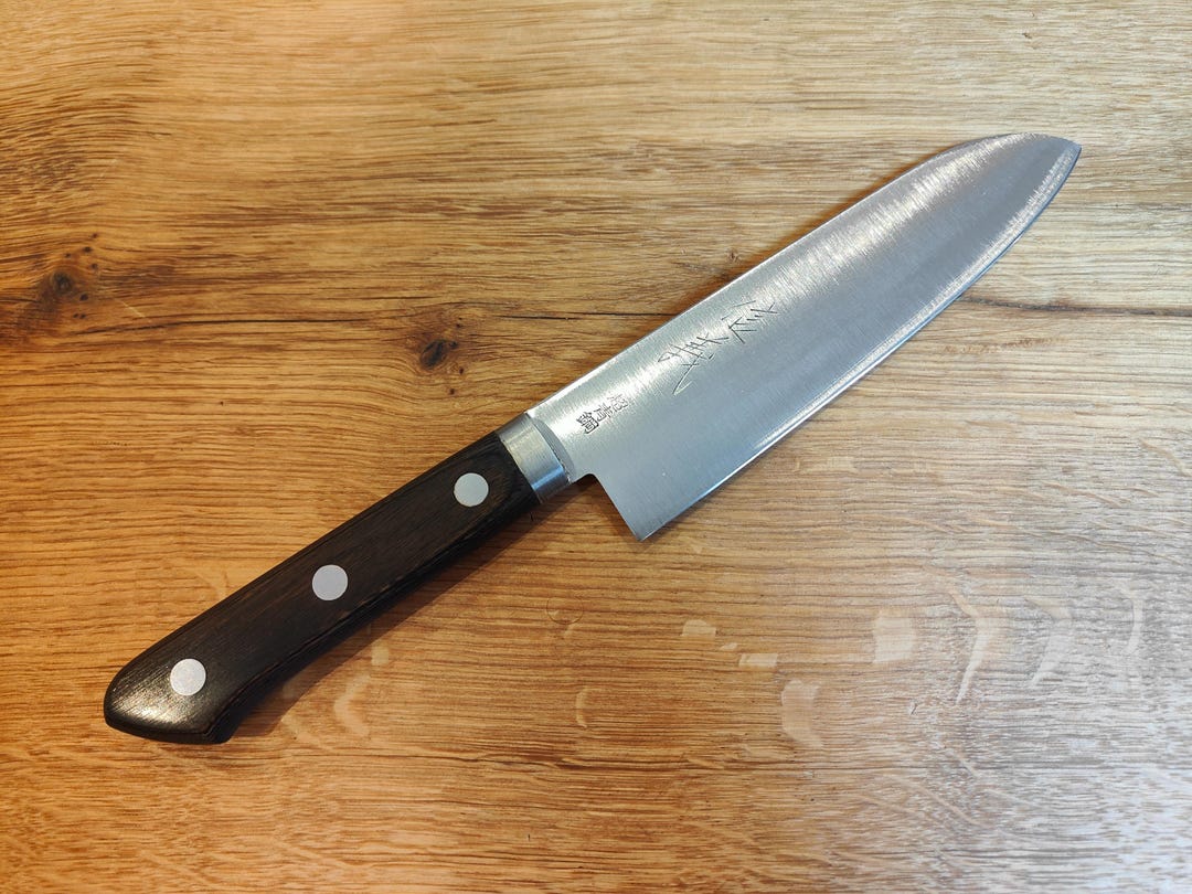 160mm Japanese Blue Steel Chef Sanmai Santoku / Kitchen / Vintage - Etsy