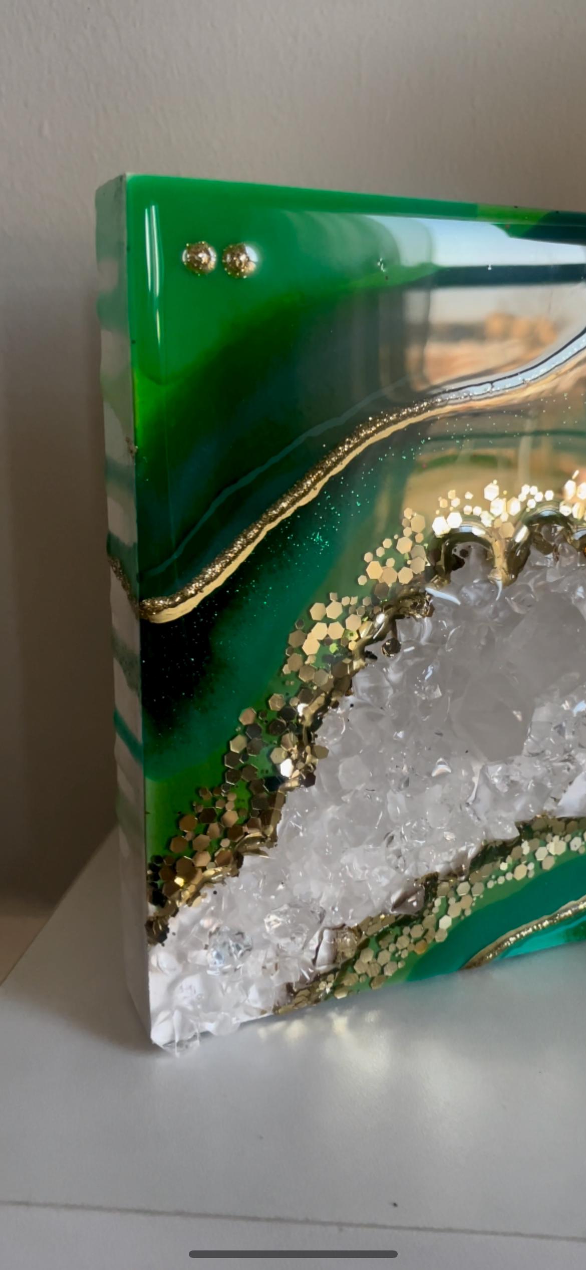 Celtic Dream Resin Painting With Quartz Crystals - Miniature 6x6 Inch ...