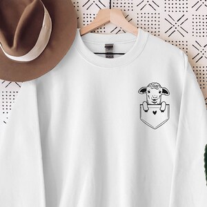 Cute Lamb in Pocket Sweatshirt, Farm Animal Sweatshirt, Sheep Cow ...