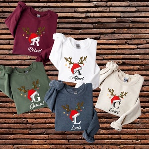 Custom Christmas Reindeer Sweatshirt, Custom Sweatshirt, Christmas ...