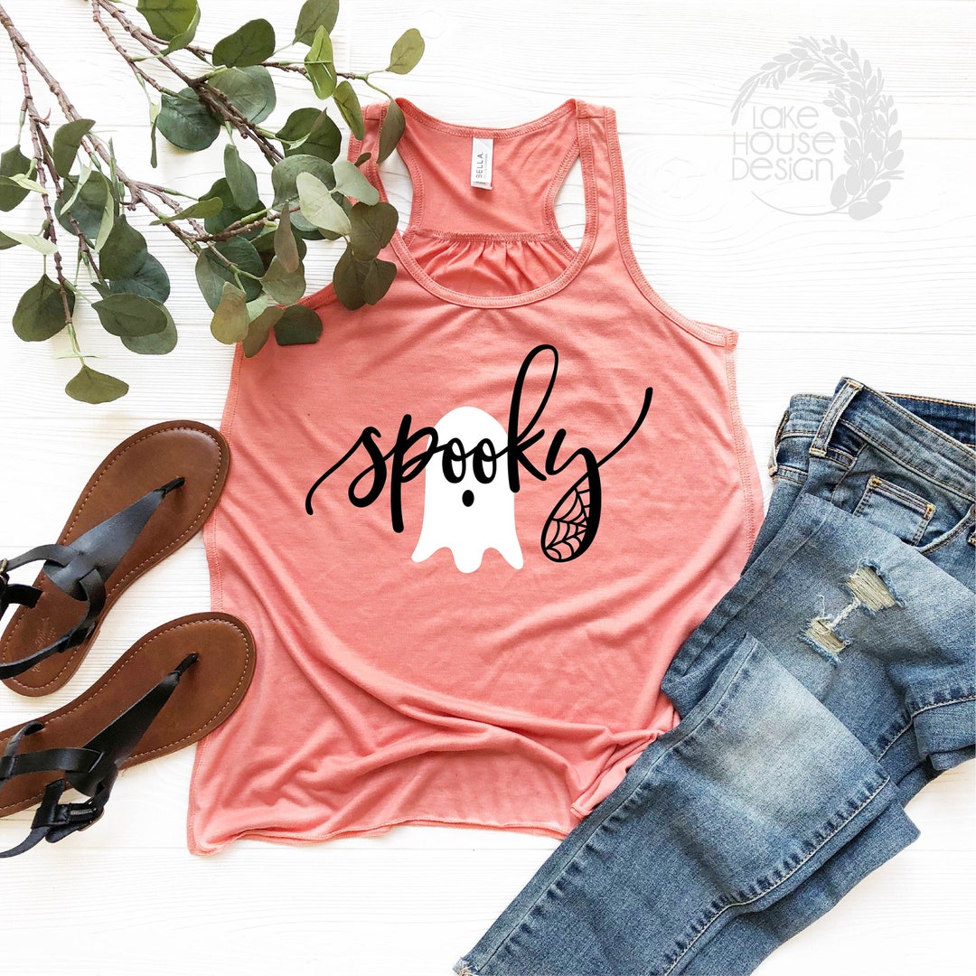Halloween Spooky Ghost Tank Top: Cute Halloween Tank, Halloween Ghost ...