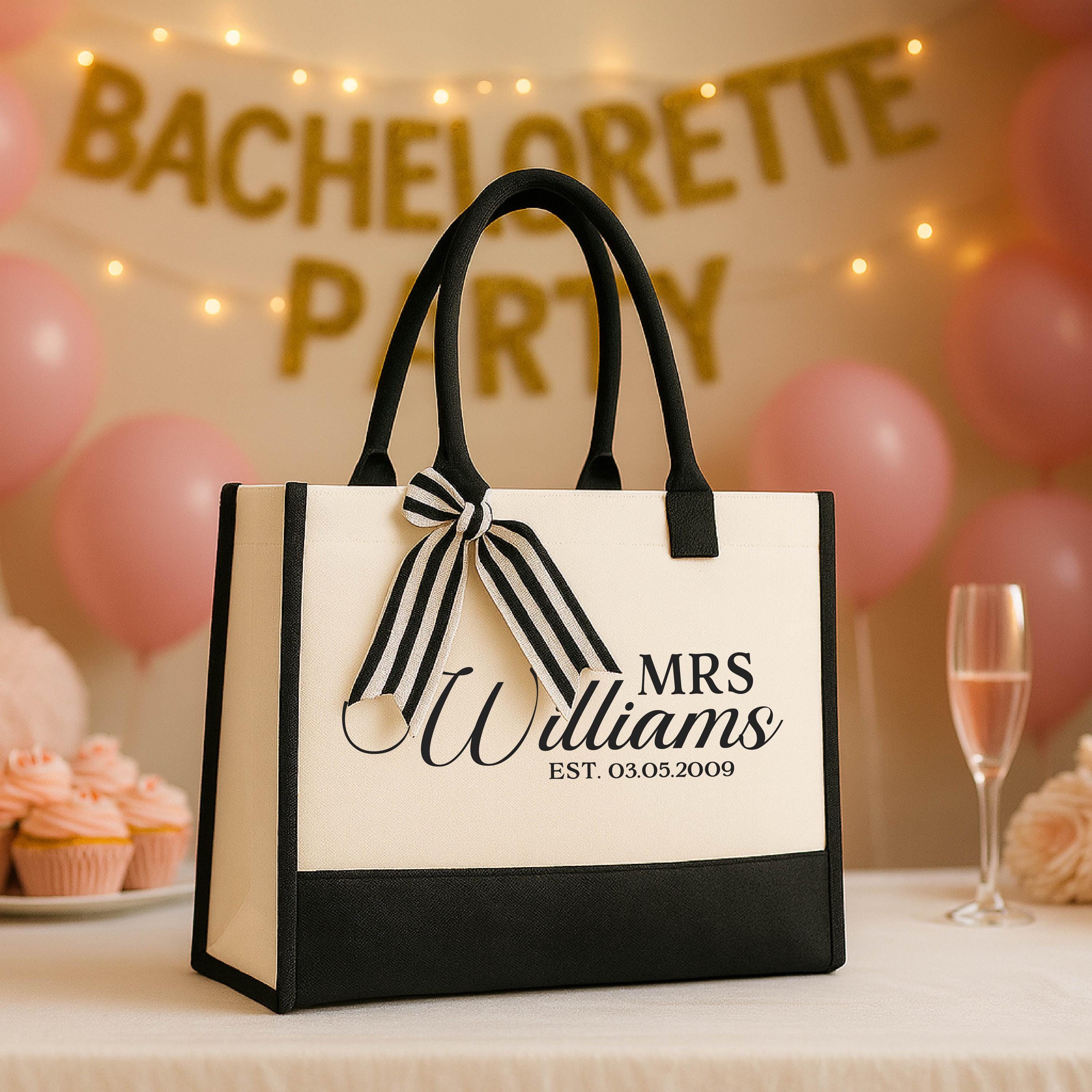 Personalized Bride Bridesmaid Bag With Name and Date: Custom Wedding ...