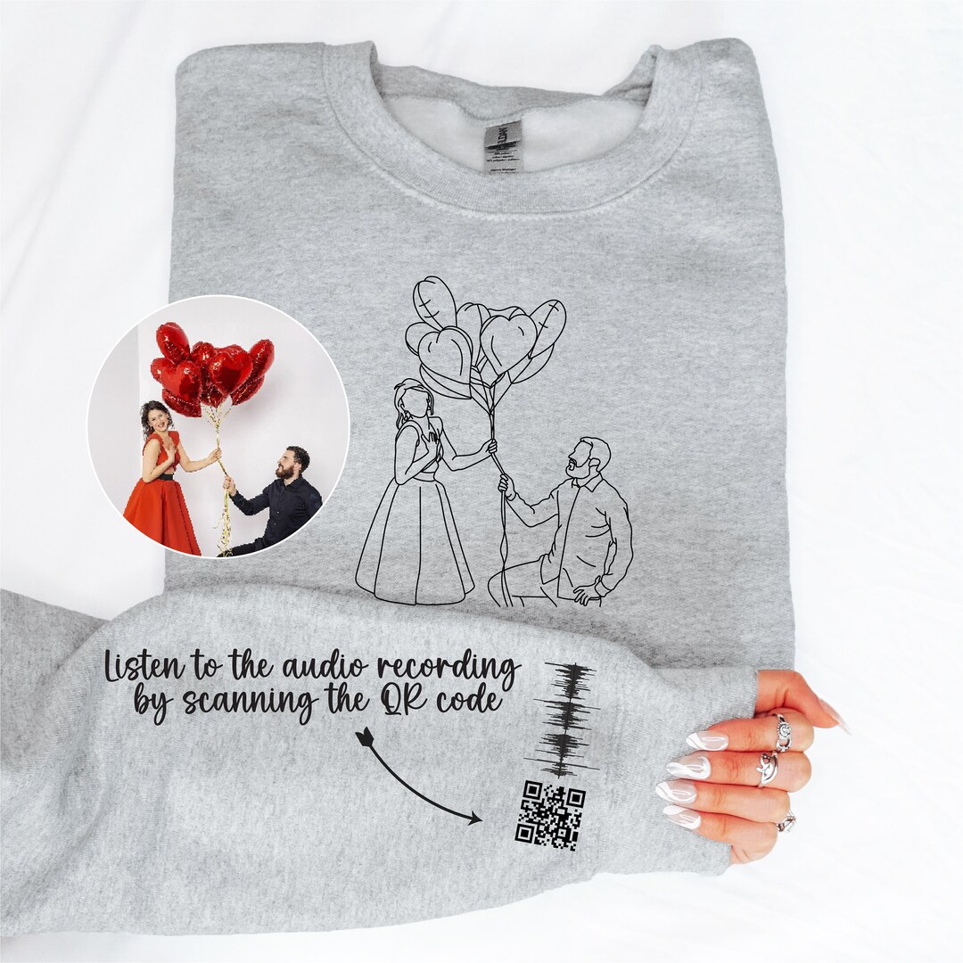 Custom Portrait and Voice QR Code Sweatshirt Custom Couple - Etsy