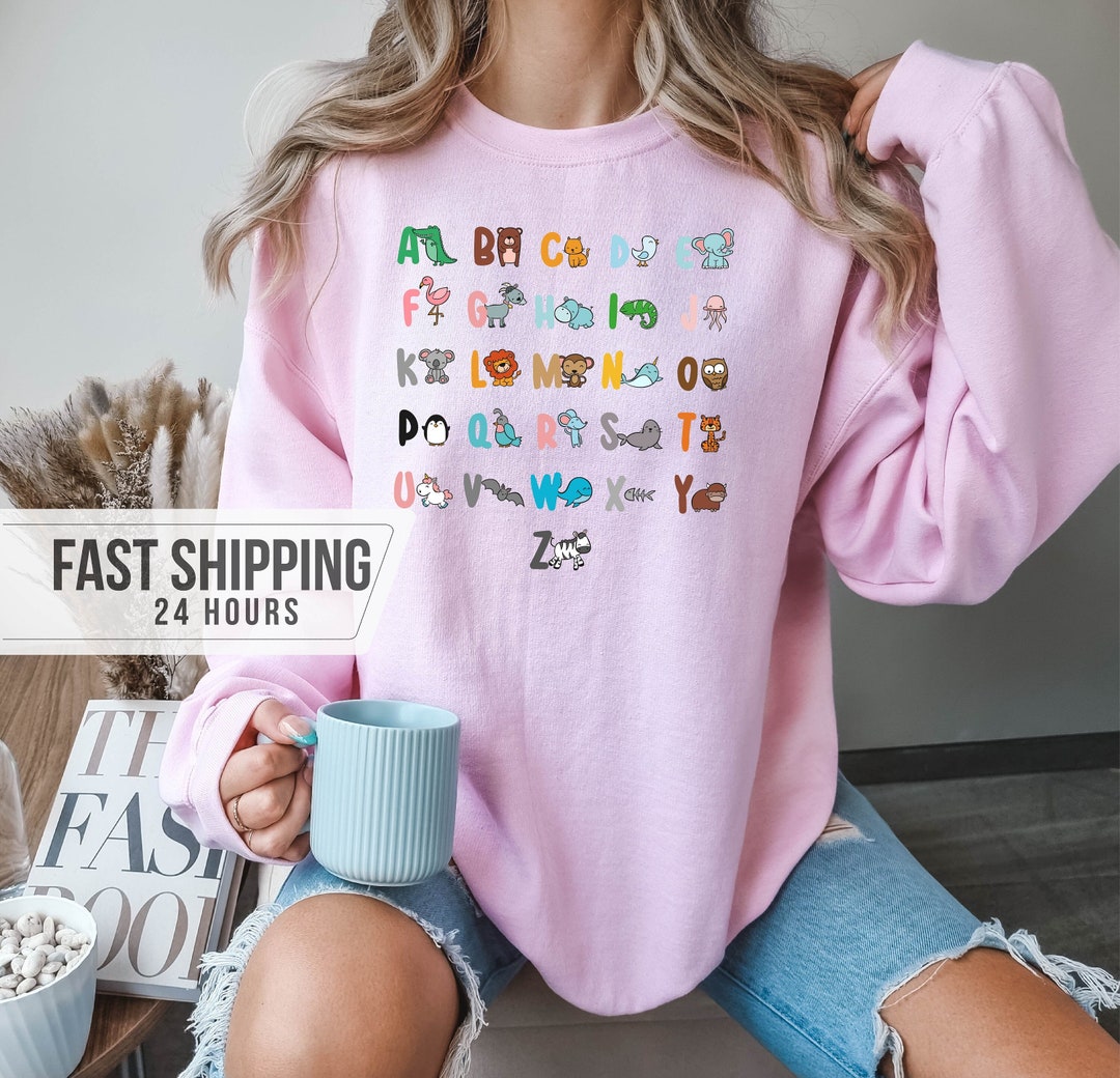 Animal Alphabet Sweatshirt, Alphabet Sweatshirt, First Grade, Teacher ...