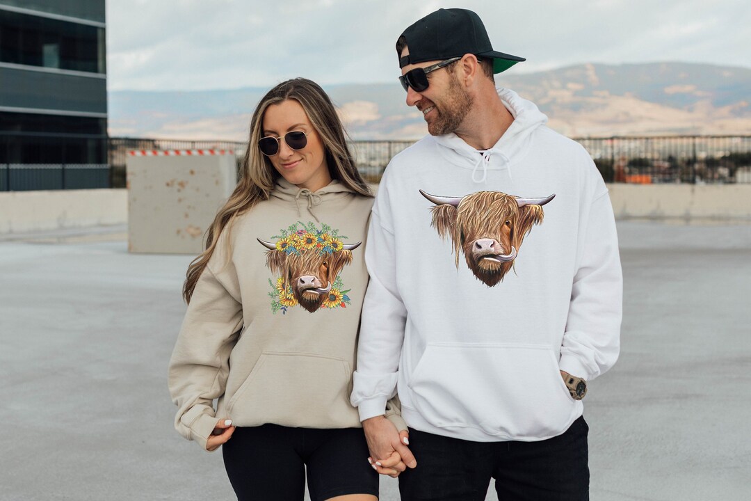 Highland Cow Valentine Sweat, Funny Valentine Hoodie, Funny Couple ...