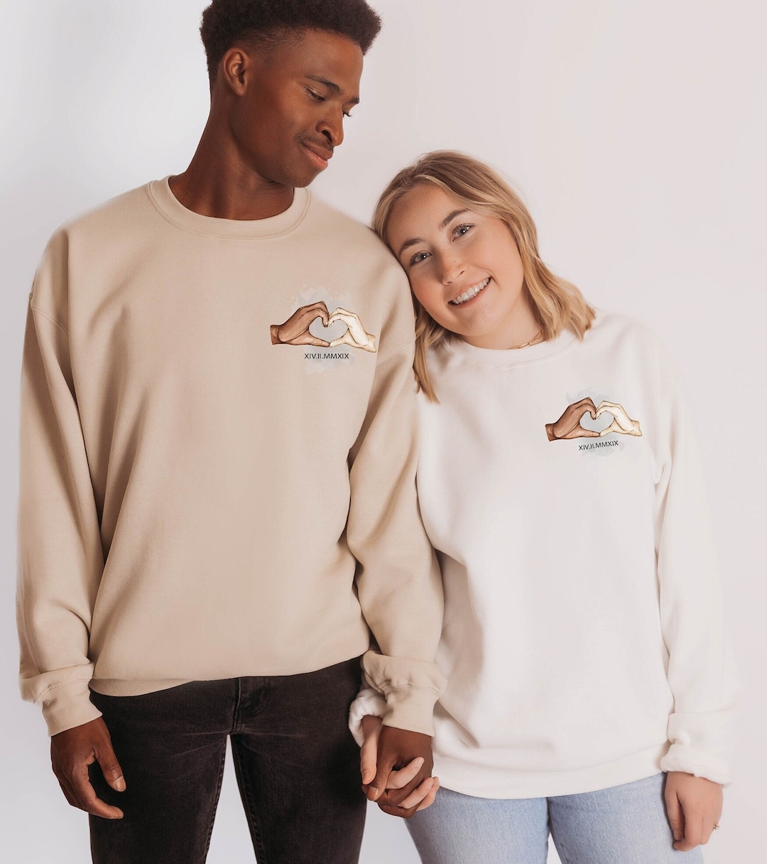 Custom Sweatshirt, Couple Sweatshirt, Personalized Sweatshirt, Heart ...