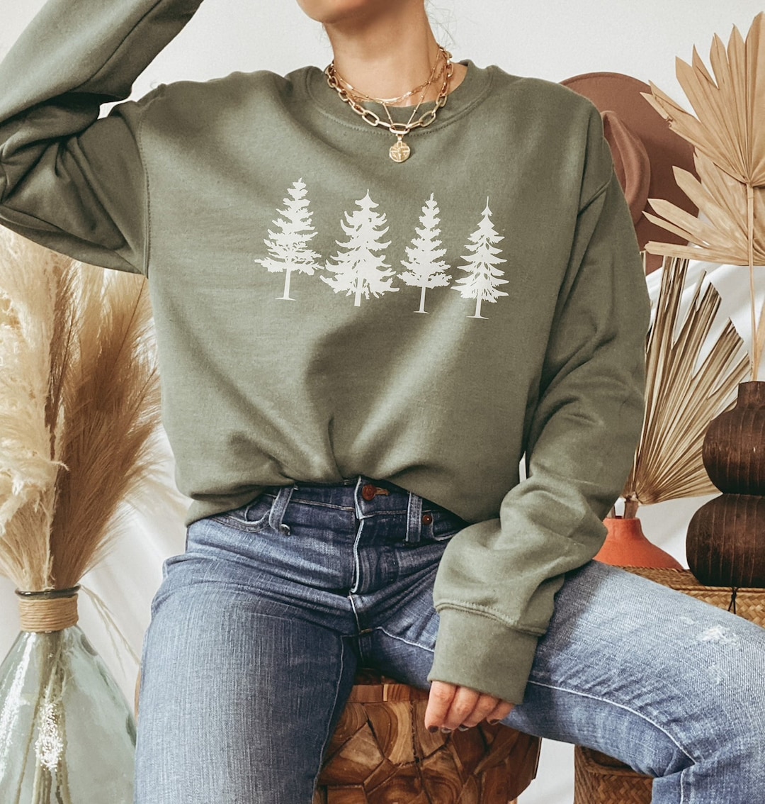 Pine Tree Sweatshirt, Evergreen Trees, Travel Sweatshirt - Etsy
