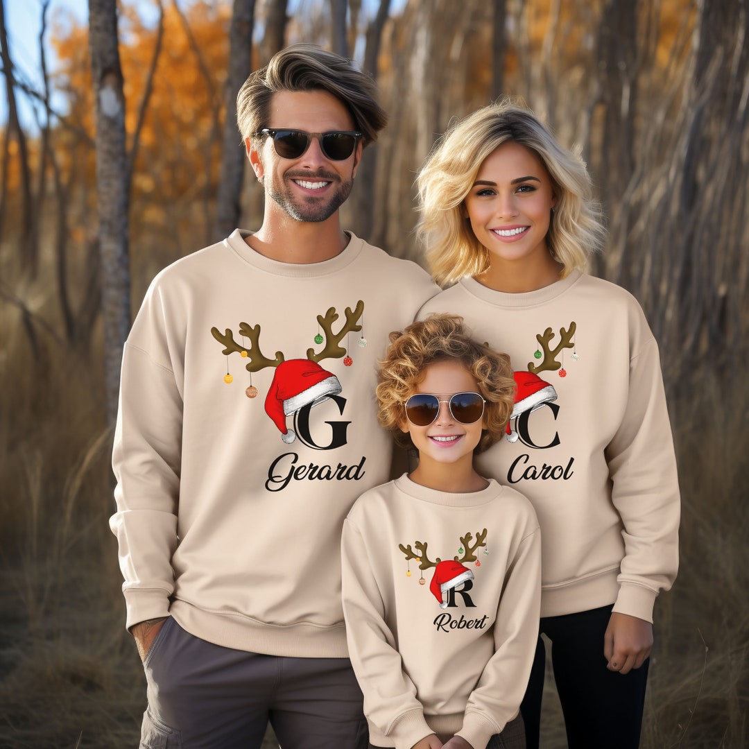 Custom Christmas Reindeer Sweatshirt, Custom Sweatshirt, Christmas ...