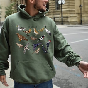 Botanical Bird Sweatshirt, Birds Set, Colorful Birds, Hoodie, Bird ...