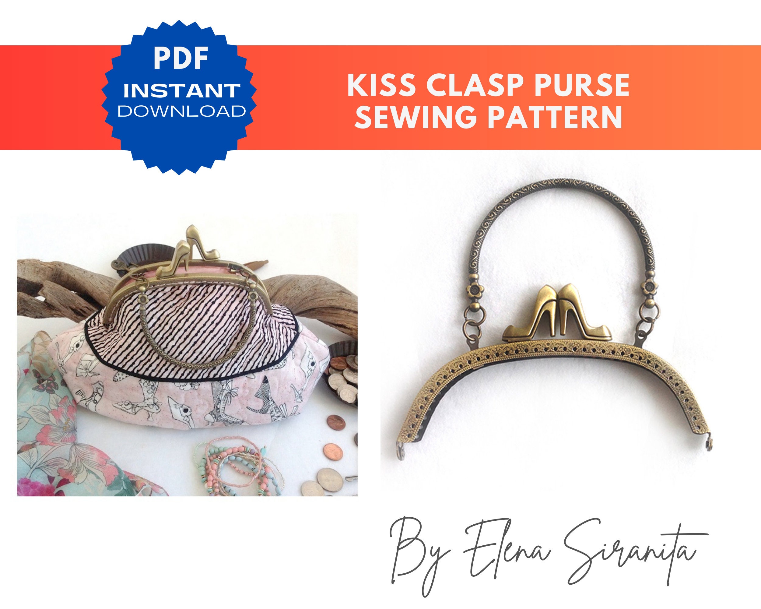 Instant Download Kiss Clasp Purse Sewing Pattern Illustrated Step by ...
