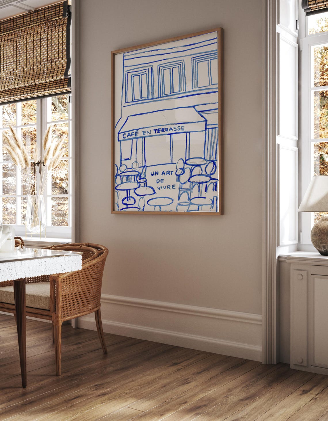 French Cafe Wall Art, Blue Cafe Art, Bistro Food Artwork, Coquette ...