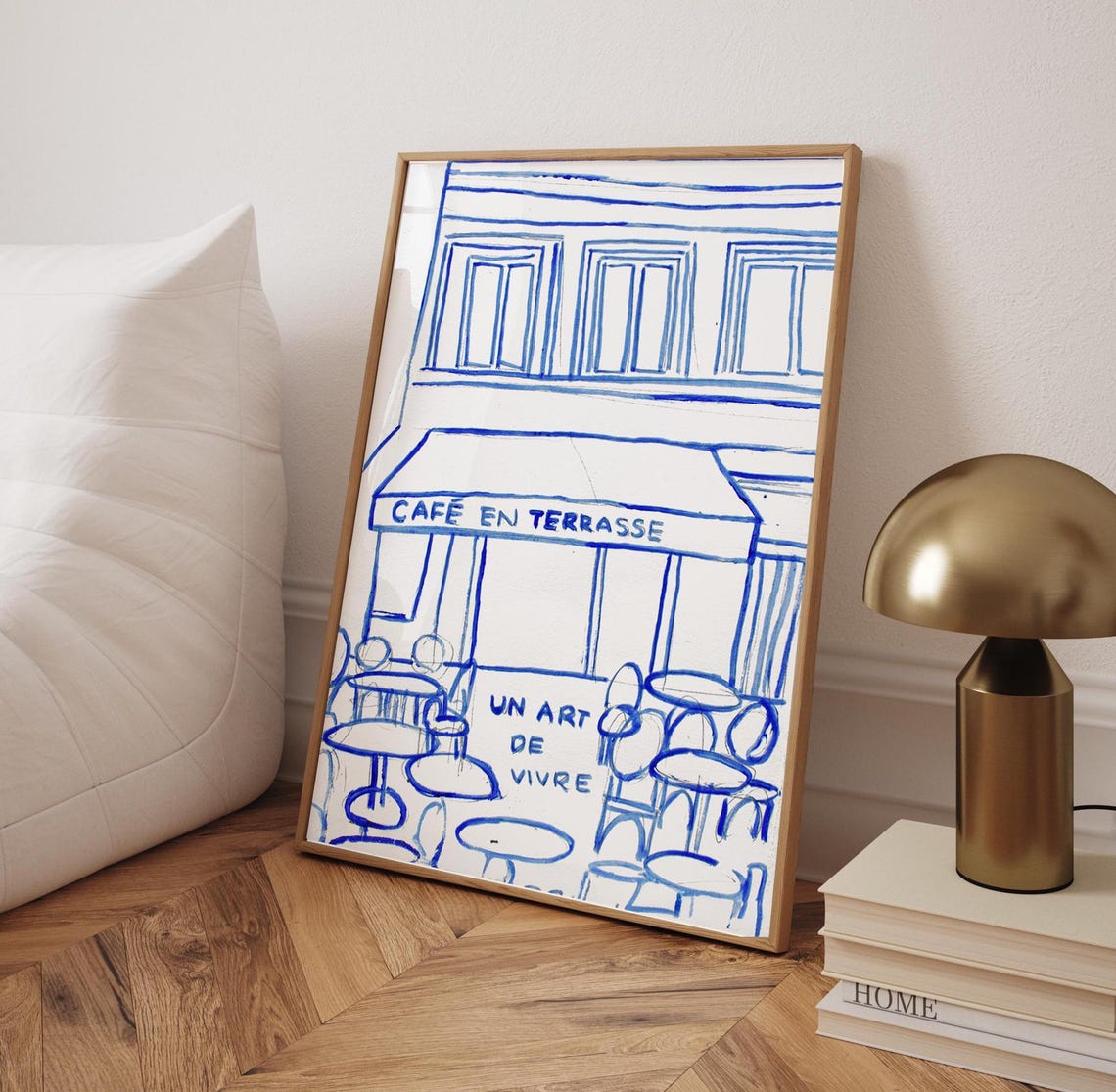 French Cafe Wall Art, Blue Cafe Art, Bistro Food Artwork, Coquette ...