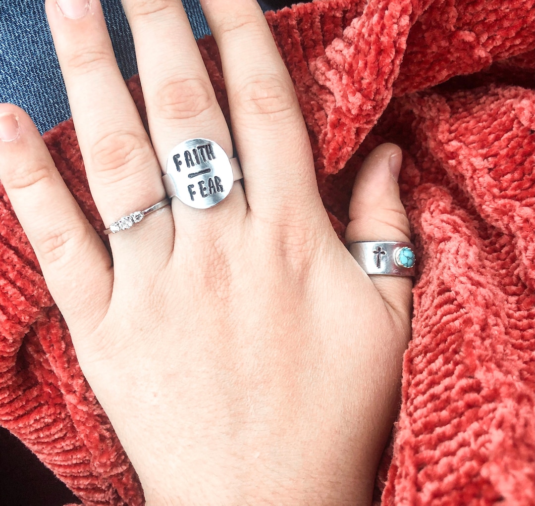 Faith Over Fear Ring Christian Ring Inspirational Jewelry Faith Over ...