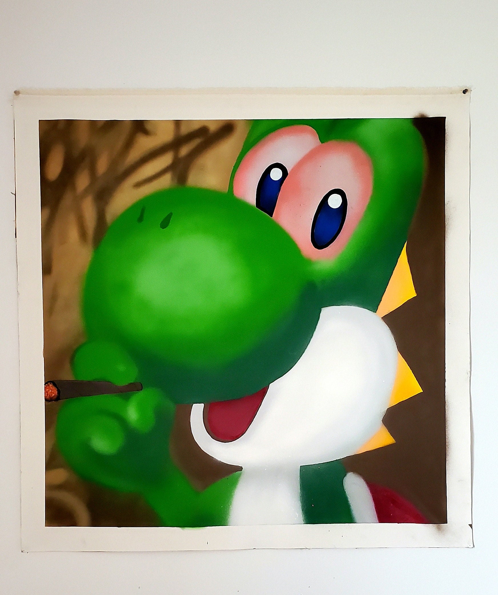 Spraypaint Yoshi Artwork. Made by SOHPE in 2023. Unique Canvas Art - Etsy
