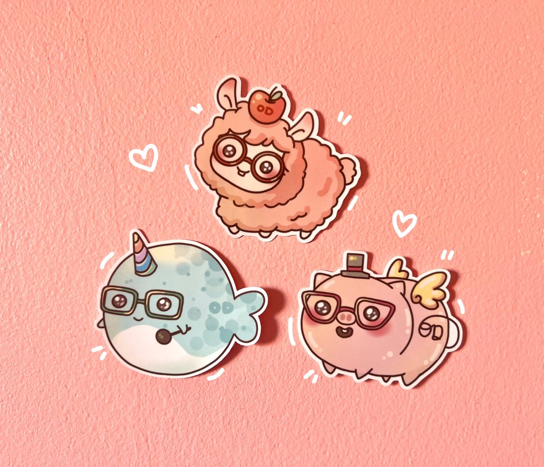 Cute Animals Llama Narwhal Pig Wearing Glasses Ophthalmology Optometry ...